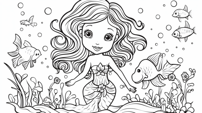 Free Printable Enchanting Mermaid Coloring Pages for Kids