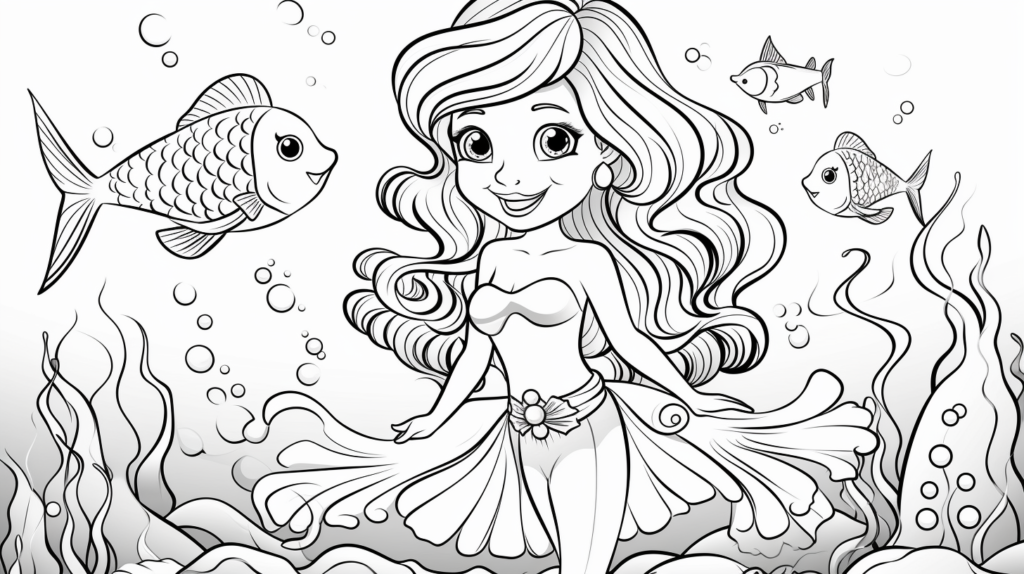 Free Printable Enchanting Mermaid Coloring Pages for Kids